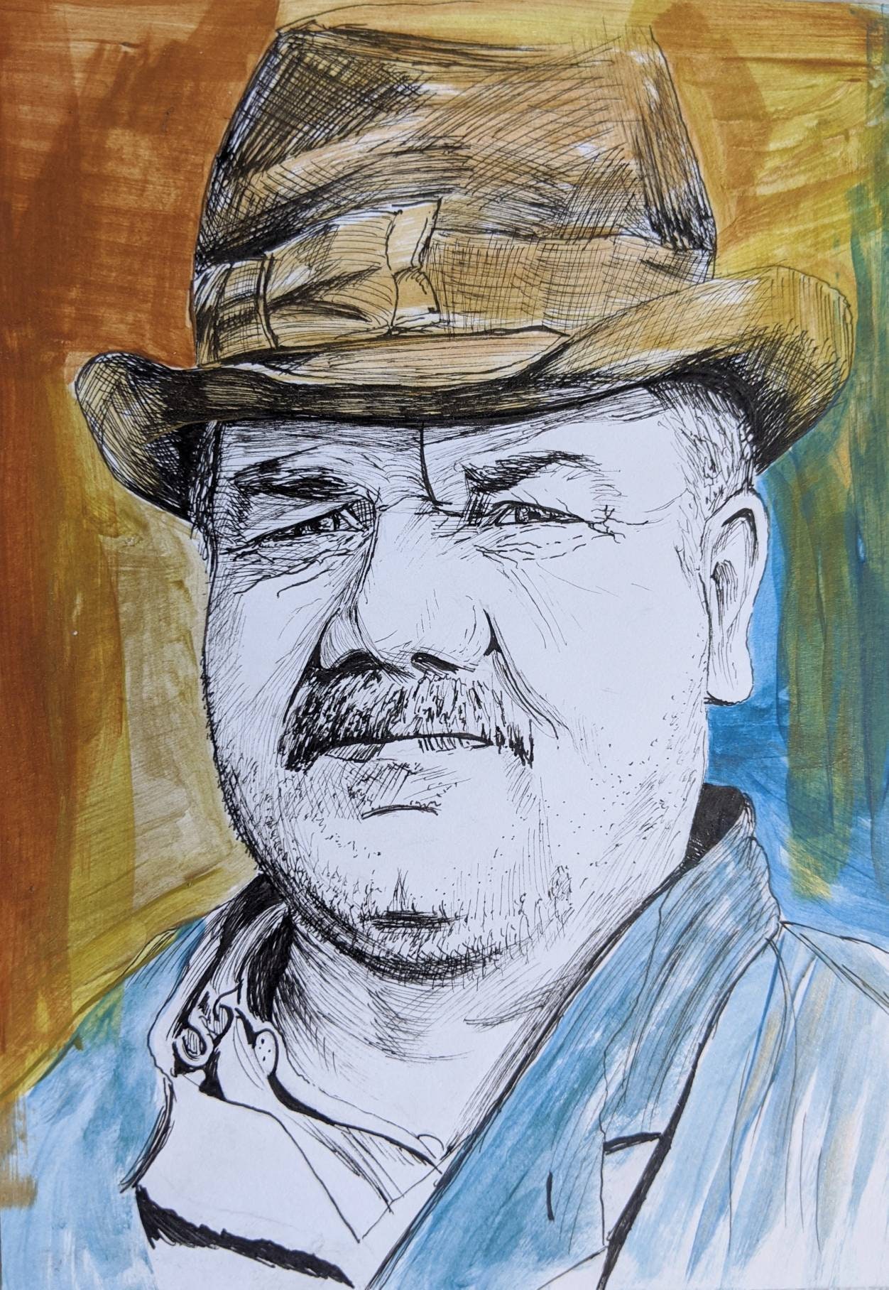 Original Ink Drawing Portrait "sketch of a Baker" by Mitchell Danford ...
