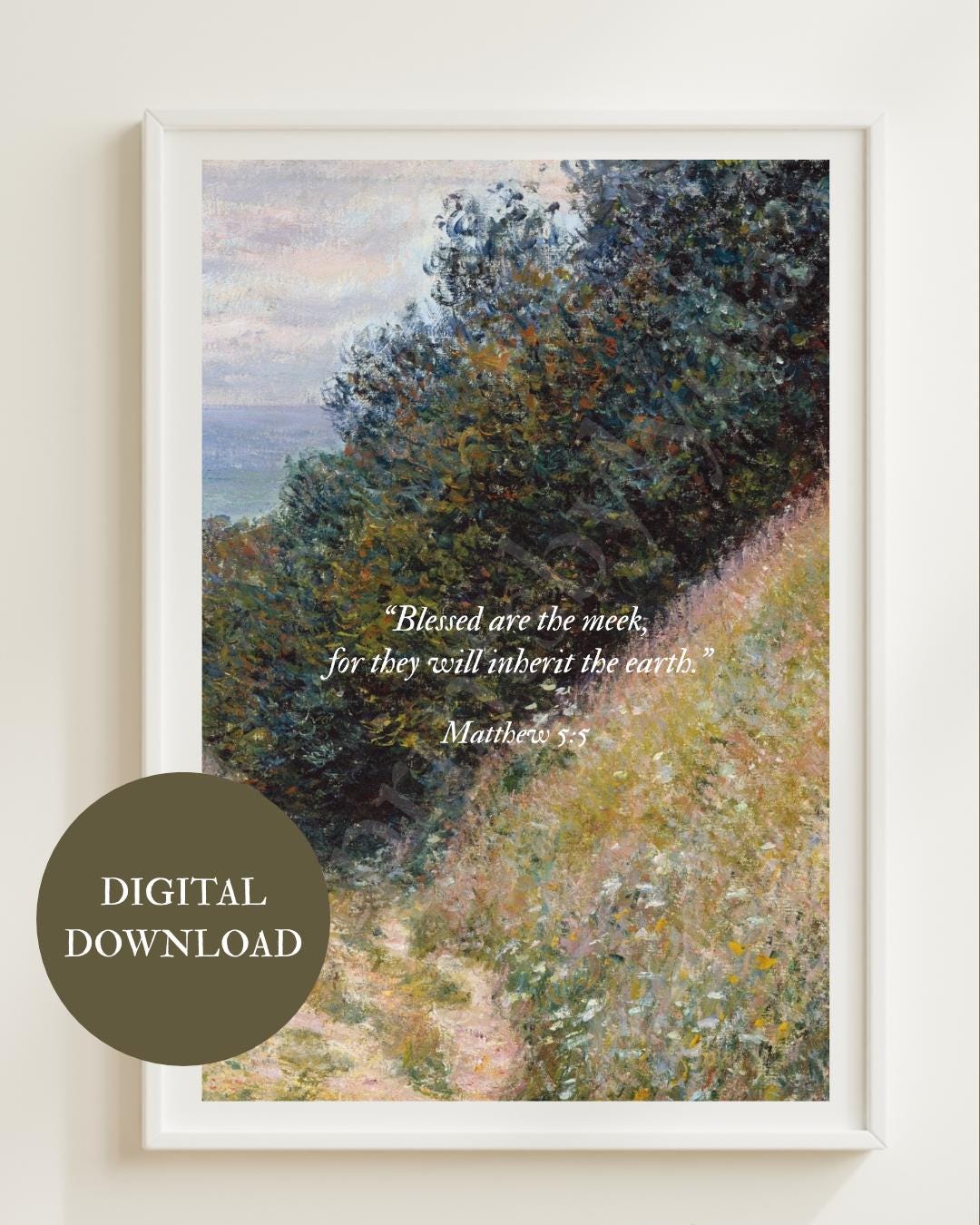 DIGITAL Bible Verse Poster | Blessed Are the Meek | the Beatitudes Wall ...