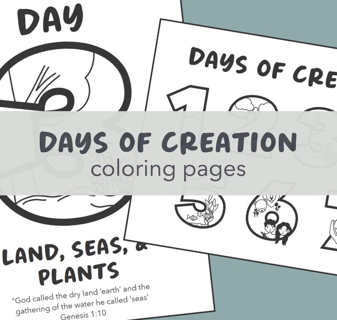 Days of Creation Coloring Pages: Christian Bible Printables (digital ...