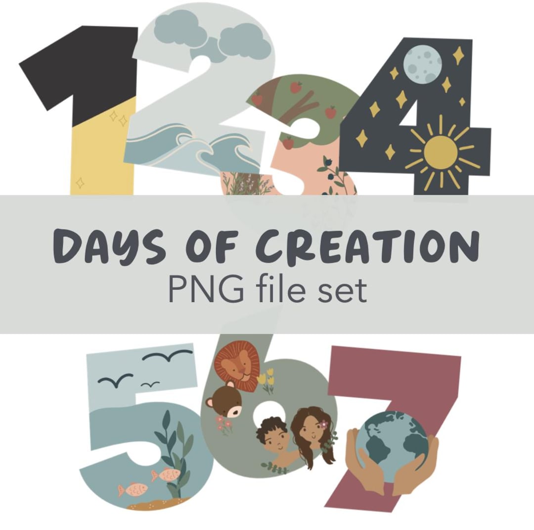Days of Creation Clipart PNG | Christian Bible Printables | Sunday ...