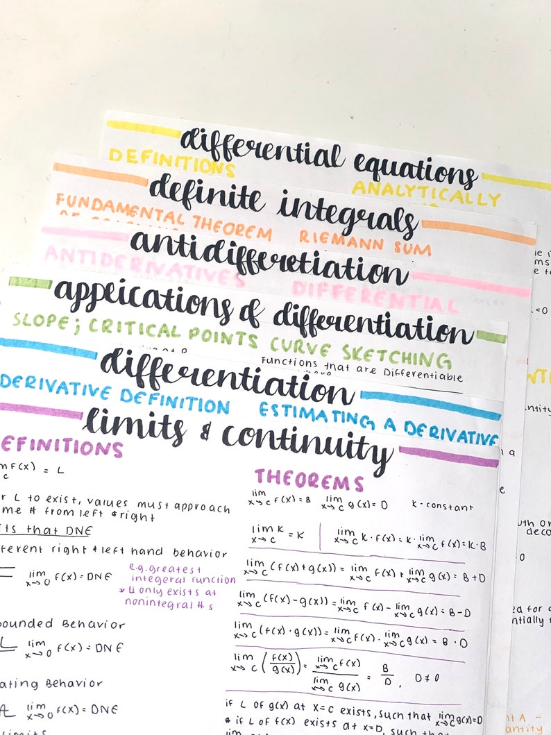 Calculus Notes - Etsy