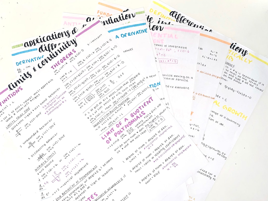 Calculus Notes - Etsy