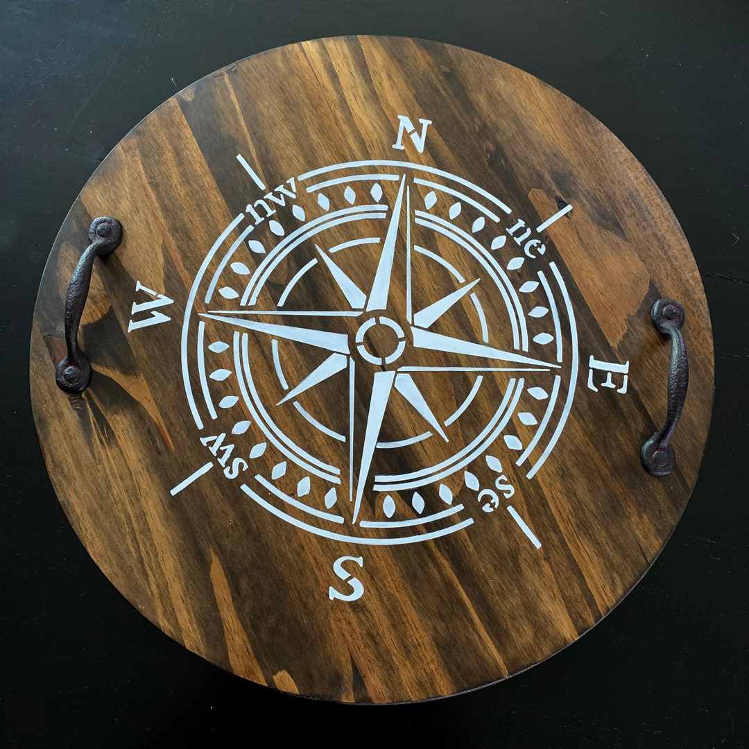 Rustic Circle Wooden Ottoman Tray, Circle Tray, Serving Tray, Wooden ...