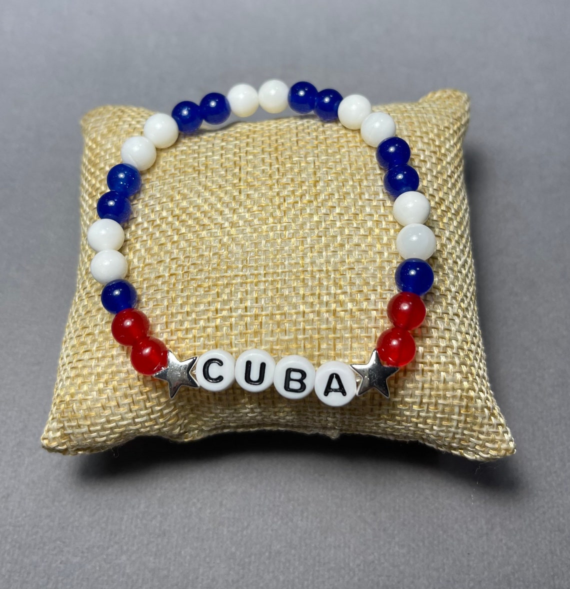 Cuban, Beaded, Bracelet, Women, Fashion Jewelry, Red, White, Blue ...