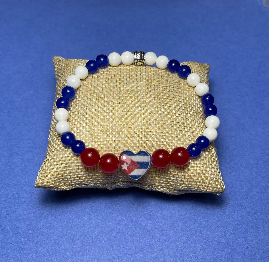 Cuban, Flag, Beaded, Bracelet, Women, Fashion Jewelry, Red, White, Blue ...