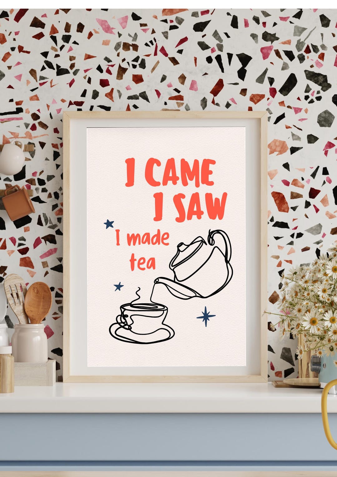 I Came, I Saw, I Made Tea | Quirky Teapot & Teacup Digital Art Print - Etsy