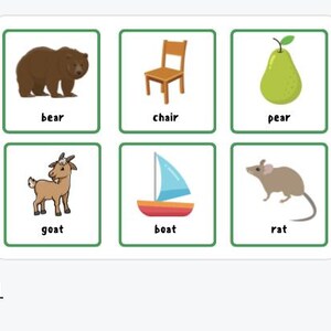 Pre-k Kindergarten Printable Rhyming Words Flashcards, Digital Instant ...