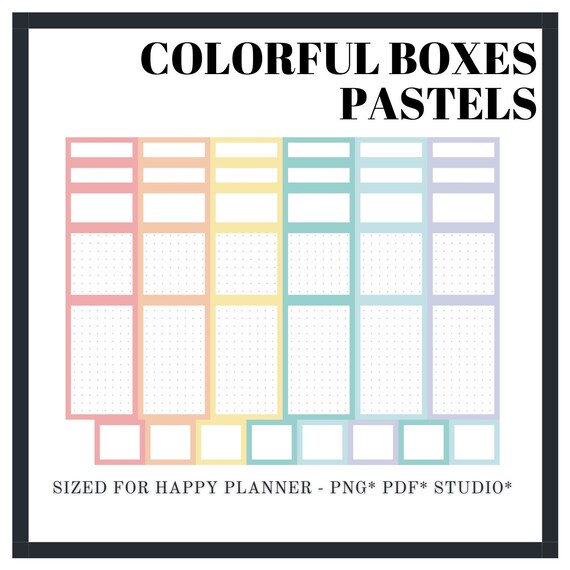 Pastel Colorful Boxes Happy Planner Size Planner Sticker - Etsy