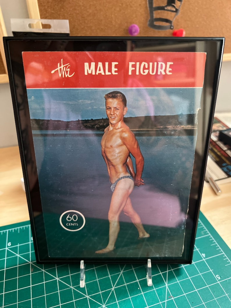 Vintage Gay Erotic Framed Magazine Ad Art Lgbt Male Queer Nude Pinup