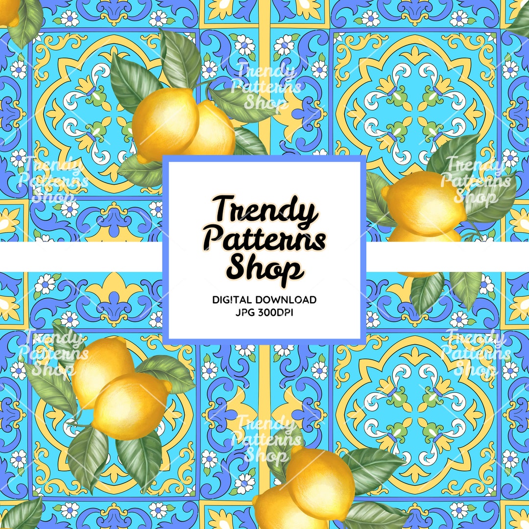 Lemons and Tiles Italian Style Tiles, Mosaic Pattern, Blue Tiles and ...