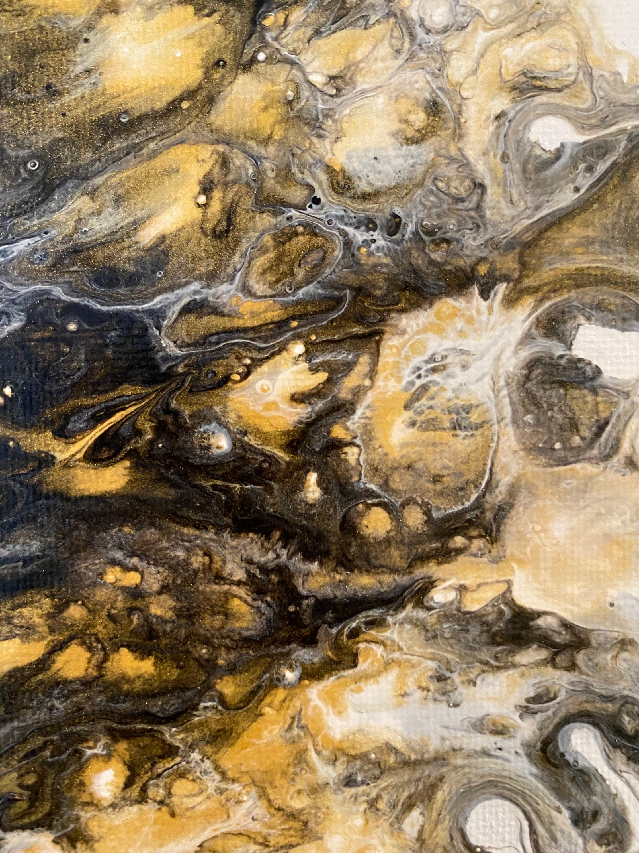 Black and Gold Abstract Acrylic Painting on Canvas | Etsy