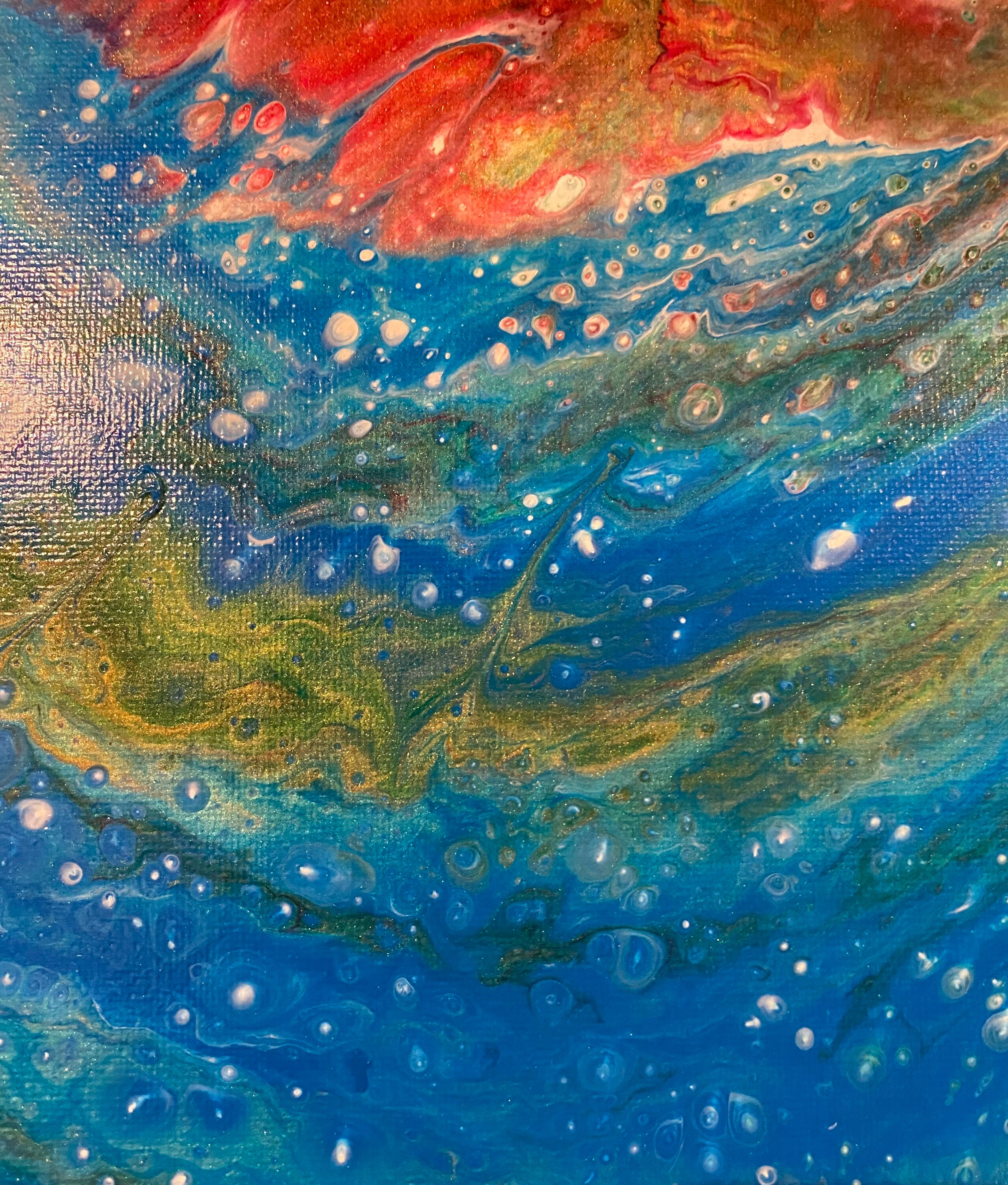 Earth Blue and Green Abstract Acrylic Painting on Canvas Original 40 x ...