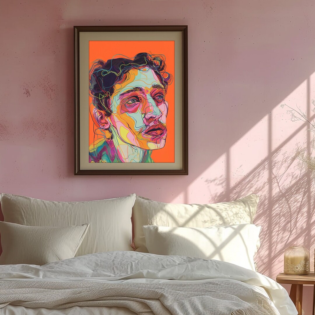 Maximalist Wall Art, Abstract Male Art, Maximalist Decor, Colorful ...