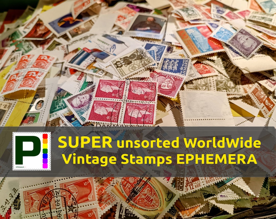 SUPER Unsorted Worldwide Used Postage Stamps | Antique Vintage Ephemera ...