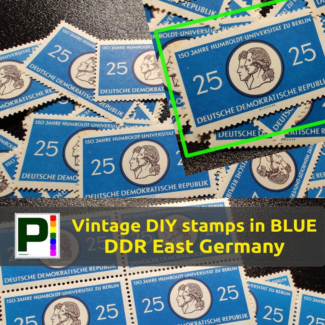 DIY in BLUE Gdr German Stamps DDR East Germany Vintage - Etsy