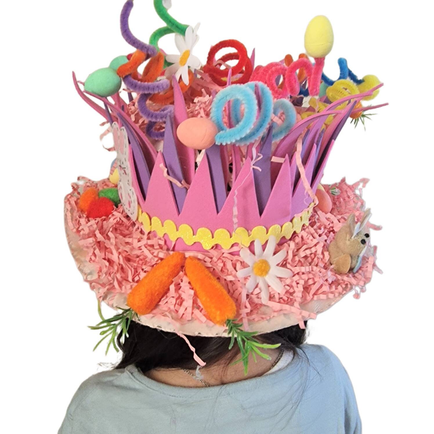 Personalised Easter Bonnet Hat. Kids’ Egg Hunt Bunny & Chick Design ...