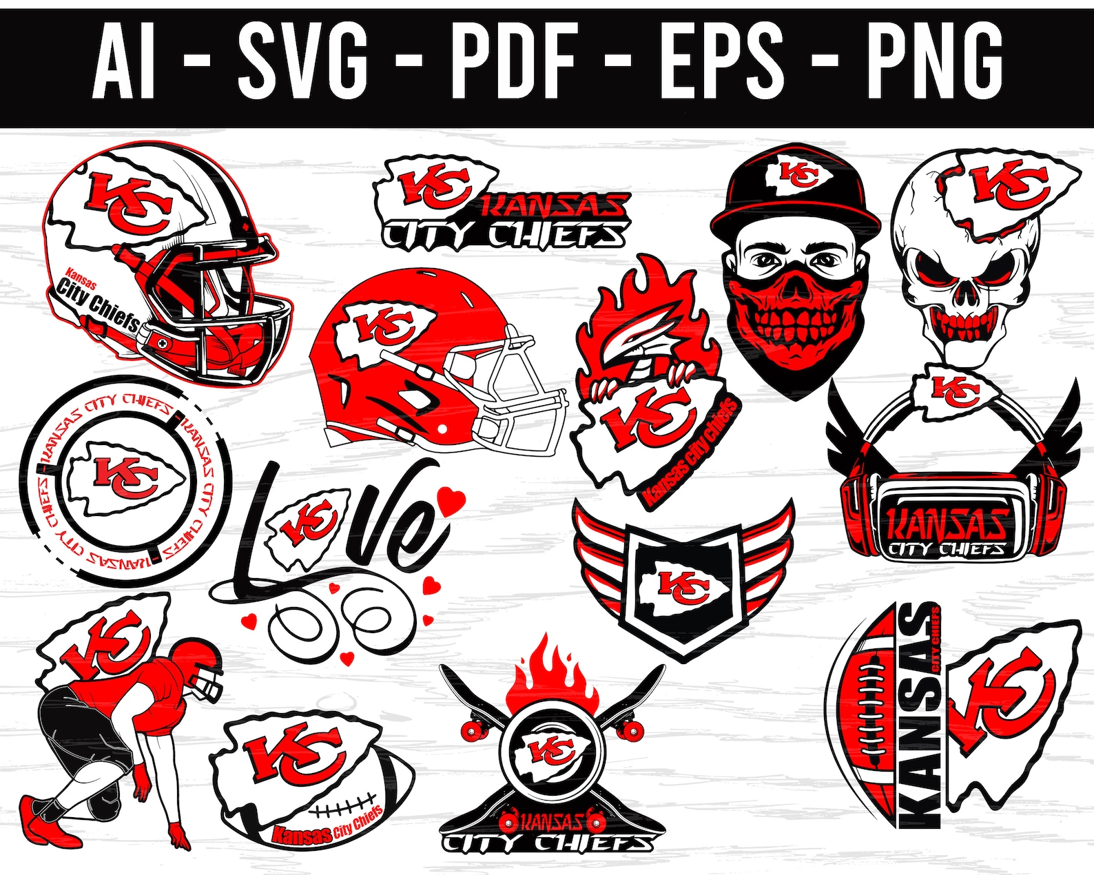 Kansas City Chiefs Logo SVG png ai eps pdf NFL sports Logo | Etsy