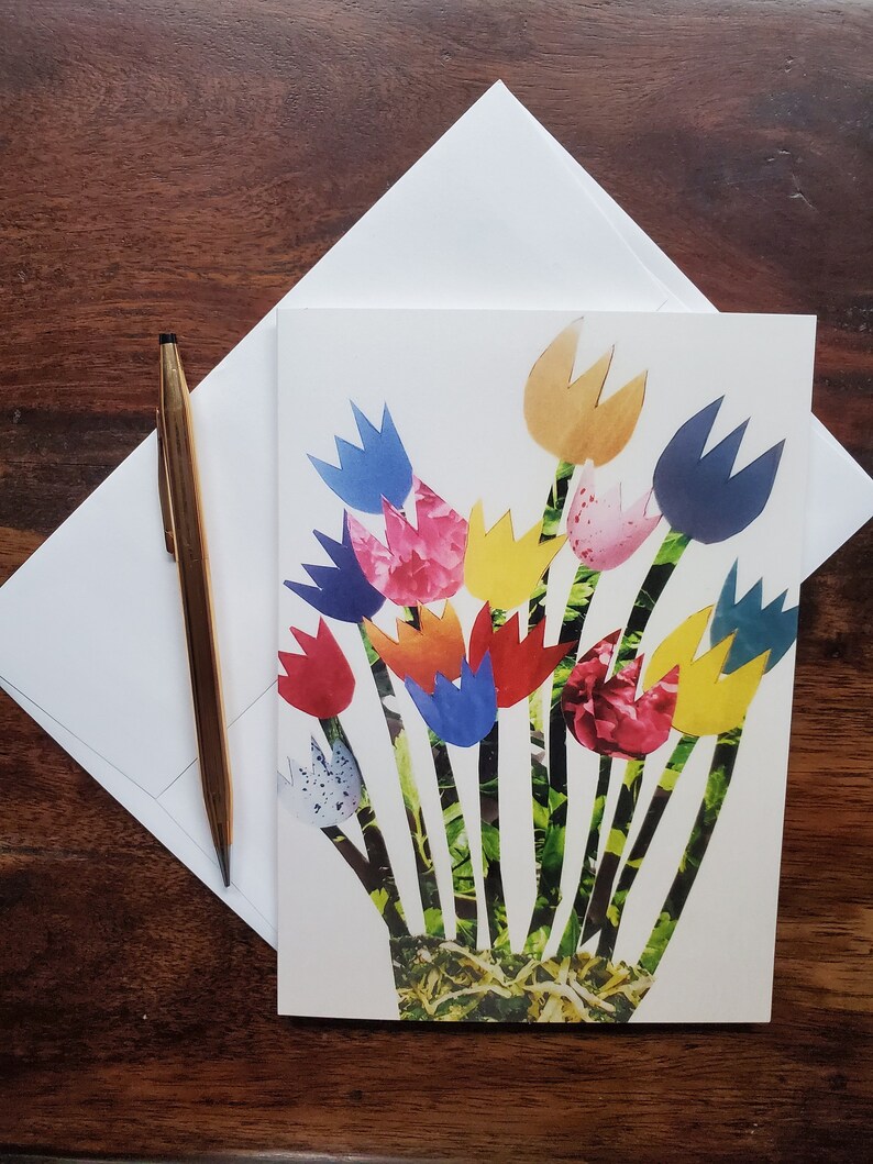 Spring Tulips Greeting Card Handmade - Etsy