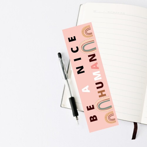 Laminated Be A Nice Human Bookmark Teacher Bookmark - Etsy