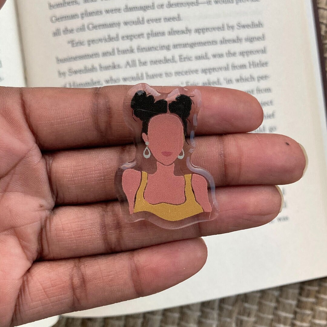 African American Woman Acrylic Lapel Pin, Black Woman Rubber Pin Back ...