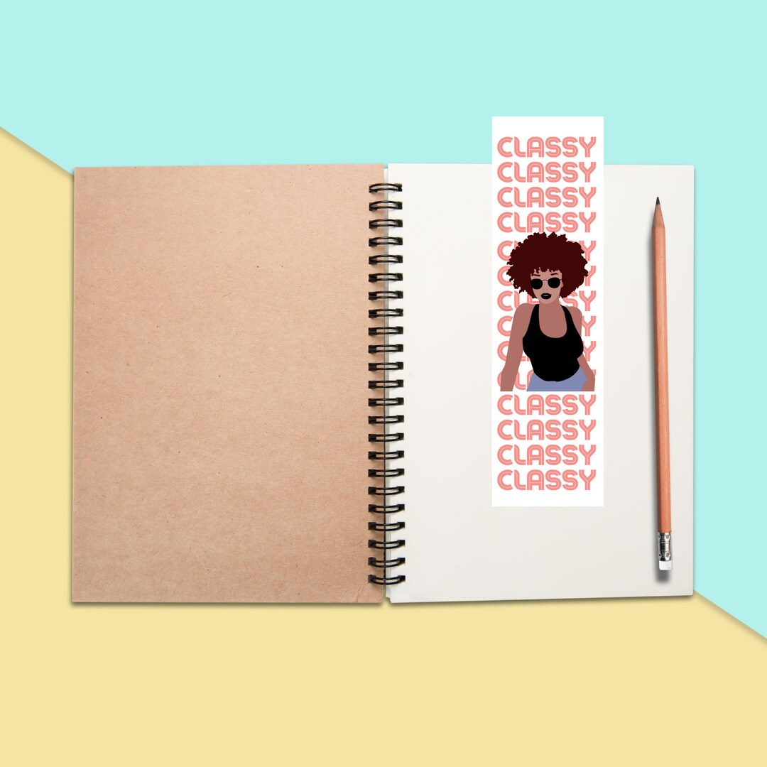 Classy Black Woman Bookmark, Classy, Bougie, Illustrated Bookmark ...