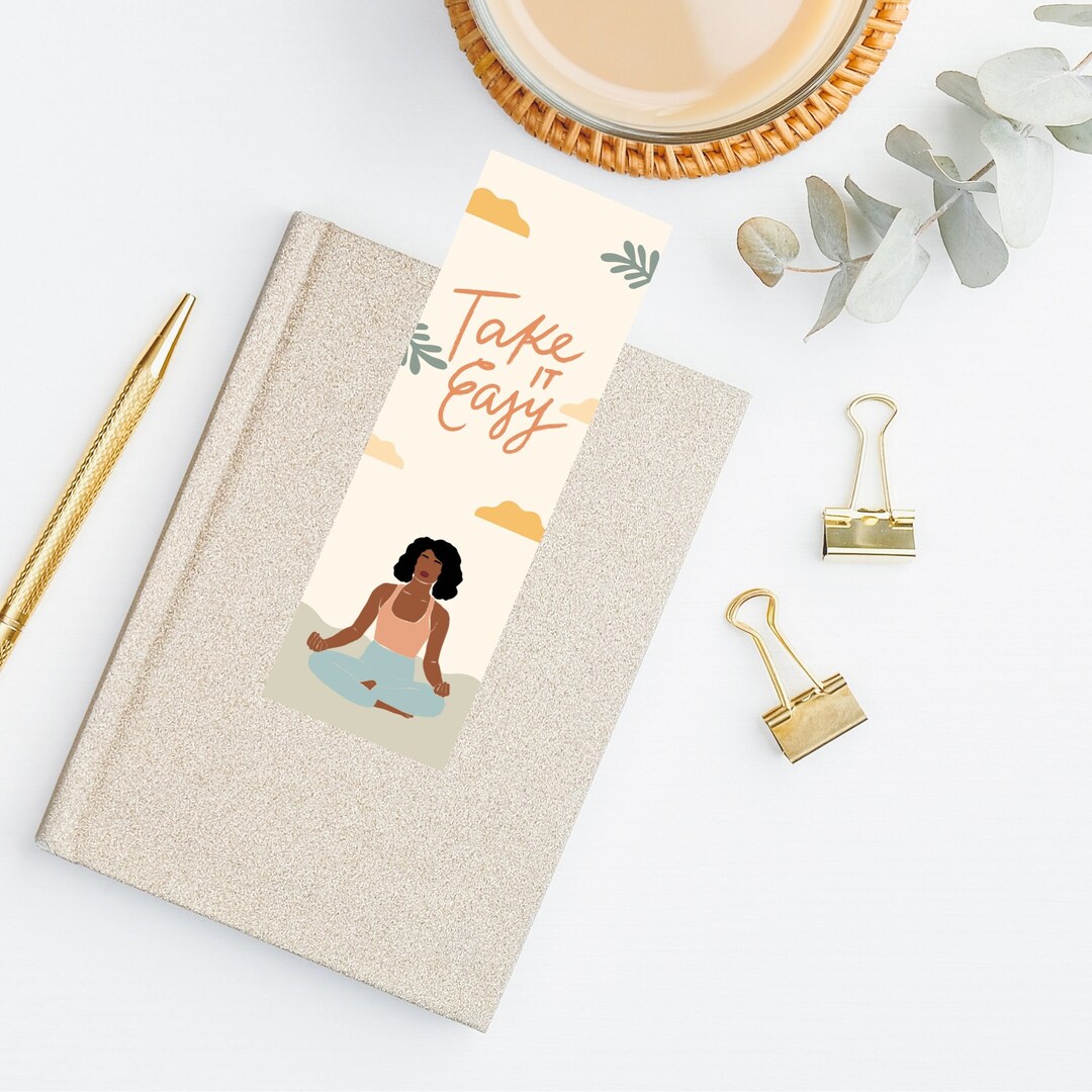 Take It Easy Bookmark, Self-care Bookmark, Black Woman Bookmark, Black ...