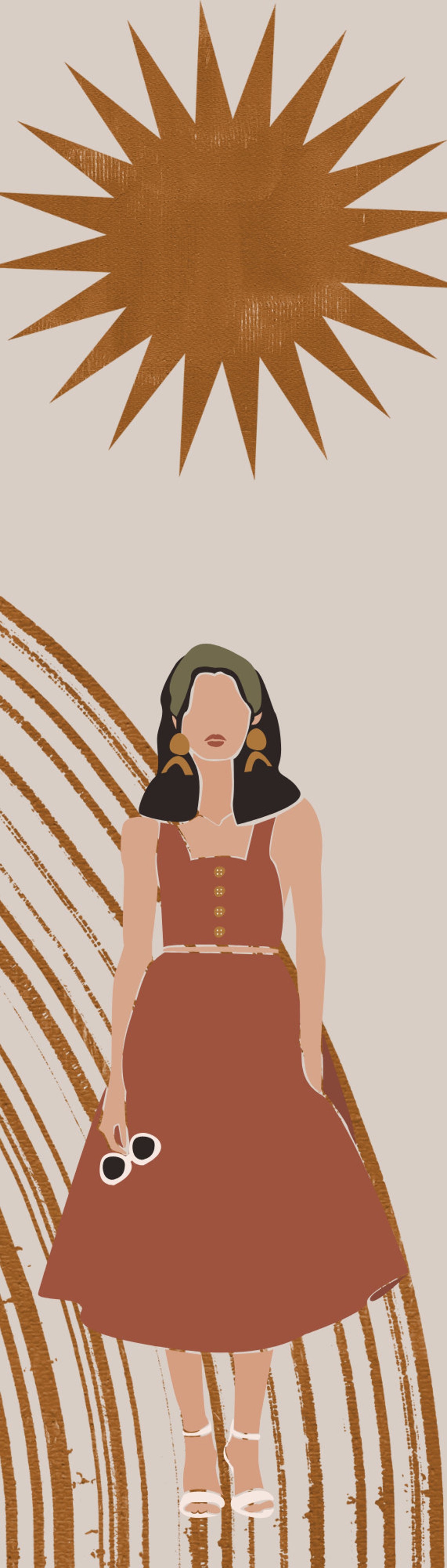 Laminated Boho Rainbow and Sun Illustrated Bookmark Bohemian - Etsy