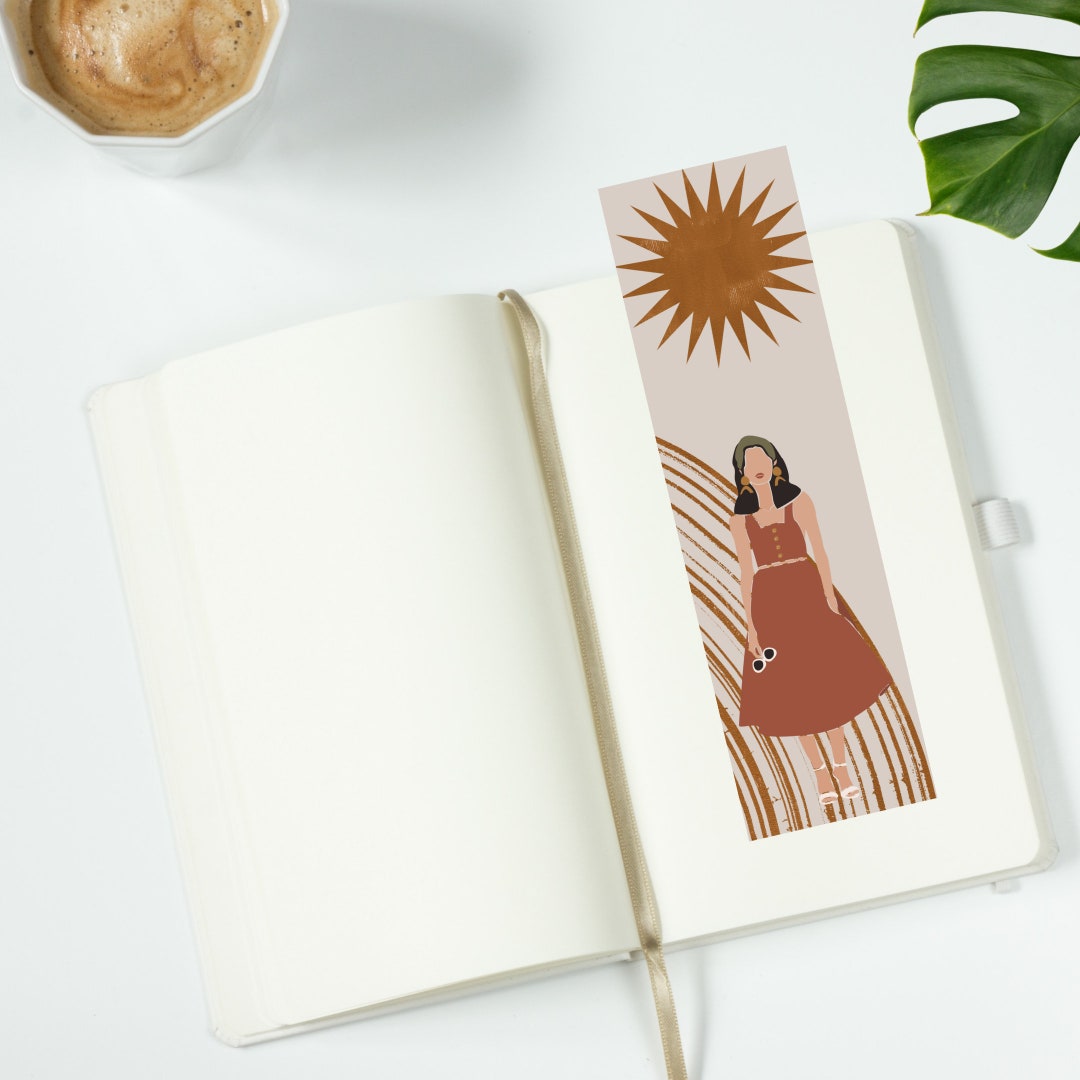 Laminated Boho Rainbow and Sun Illustrated Bookmark, Bohemian Bookmark ...