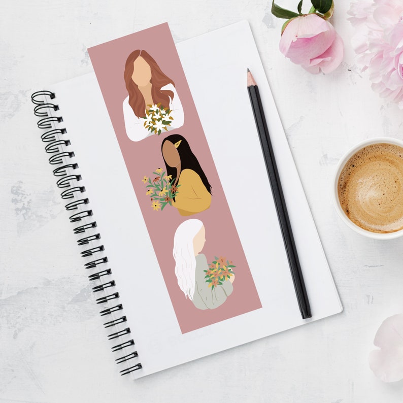 Laminated Bohemian Woman Flower Themed Bookmark Set - Etsy