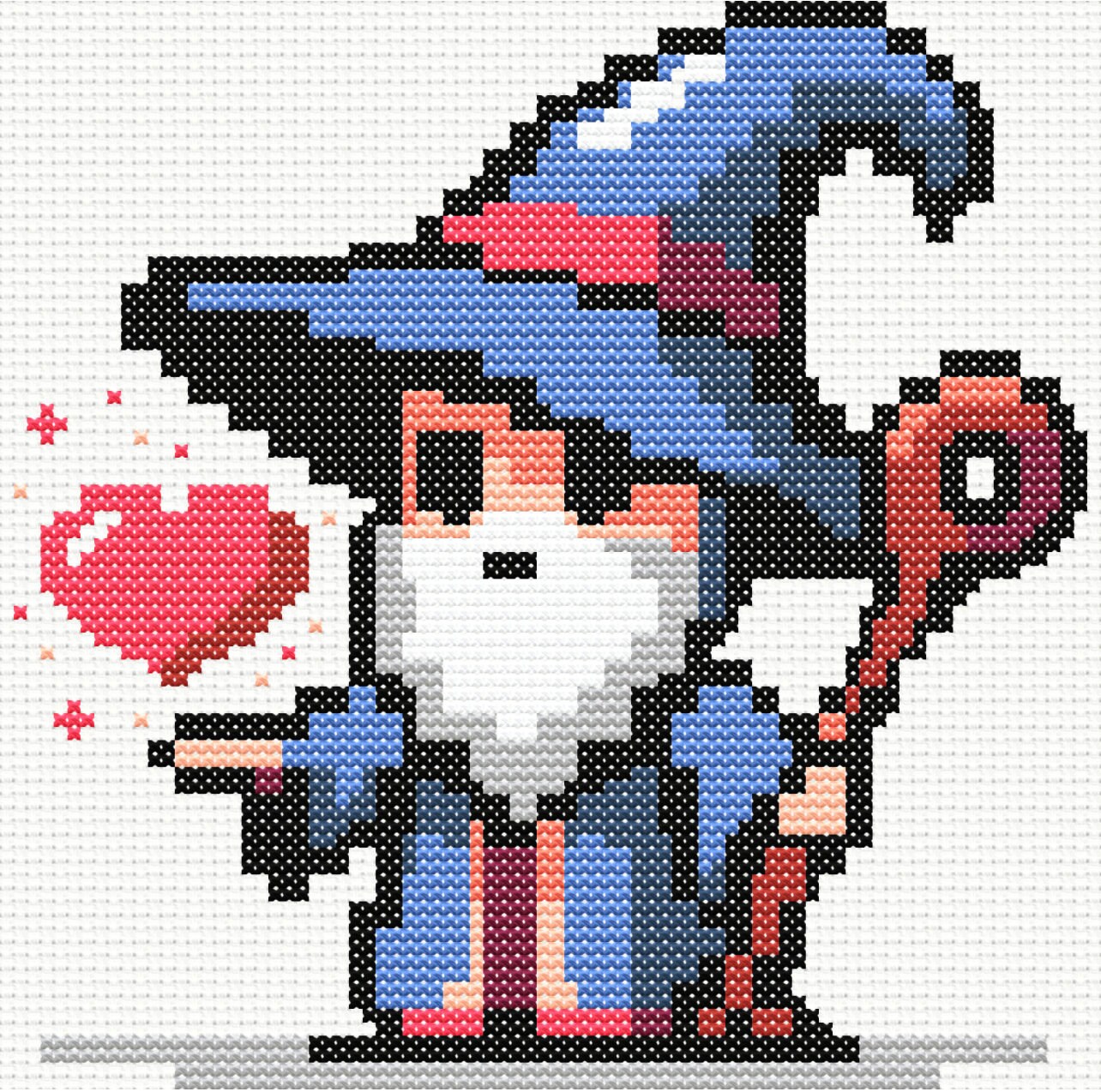 Blue Wizard Heart Pixel Art Cross-stitch Pattern (digital Download) - Etsy