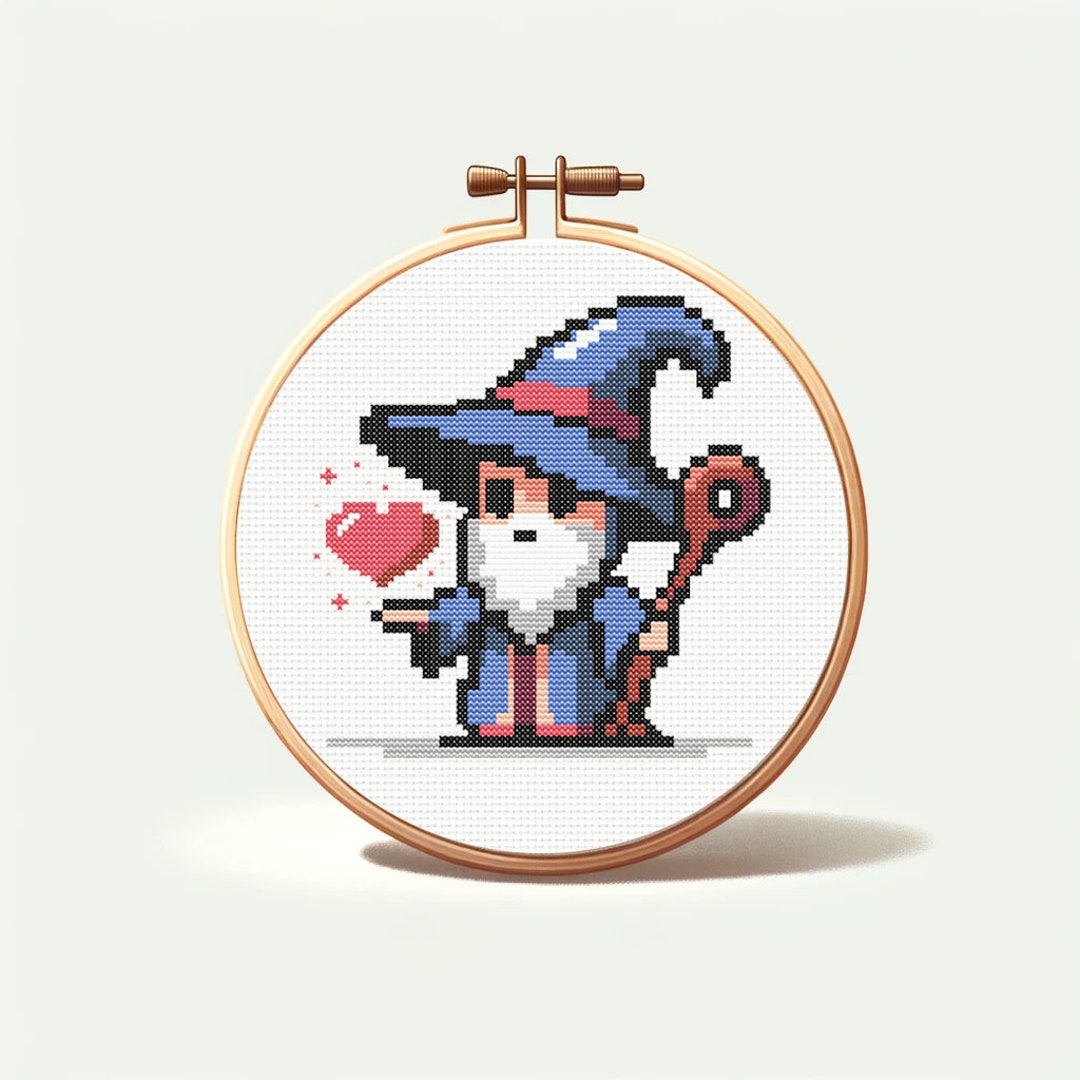 Blue Wizard Heart Pixel Art Cross-stitch Pattern (digital Download) - Etsy