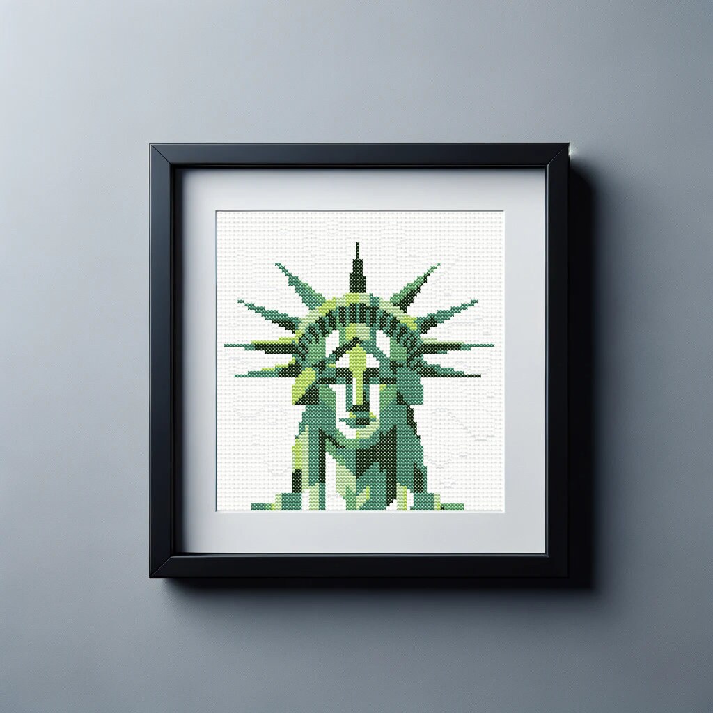 Modern Geometric Statue of Liberty Cross Stitch Pattern - Beginner ...