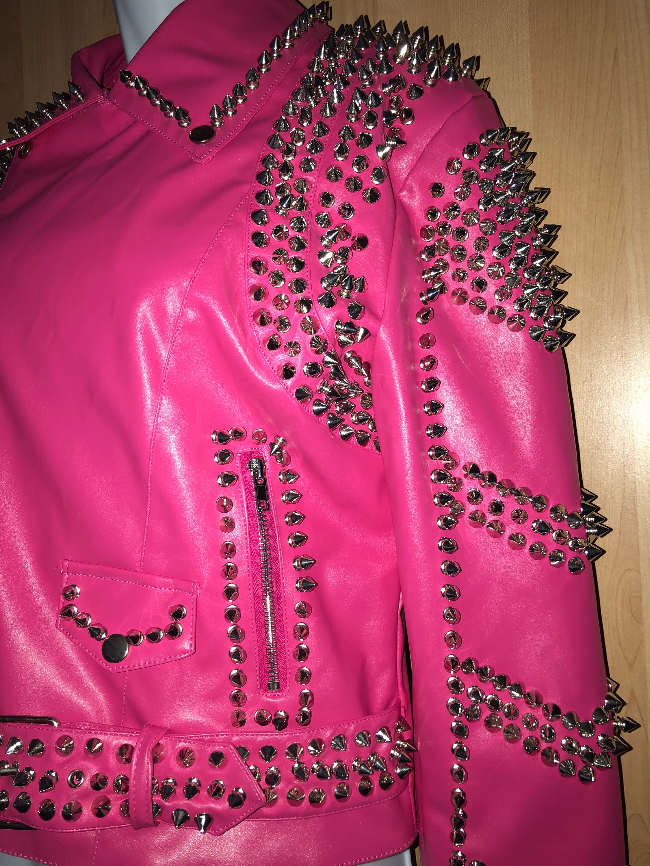 Pink Spiked Shoulder Jacket