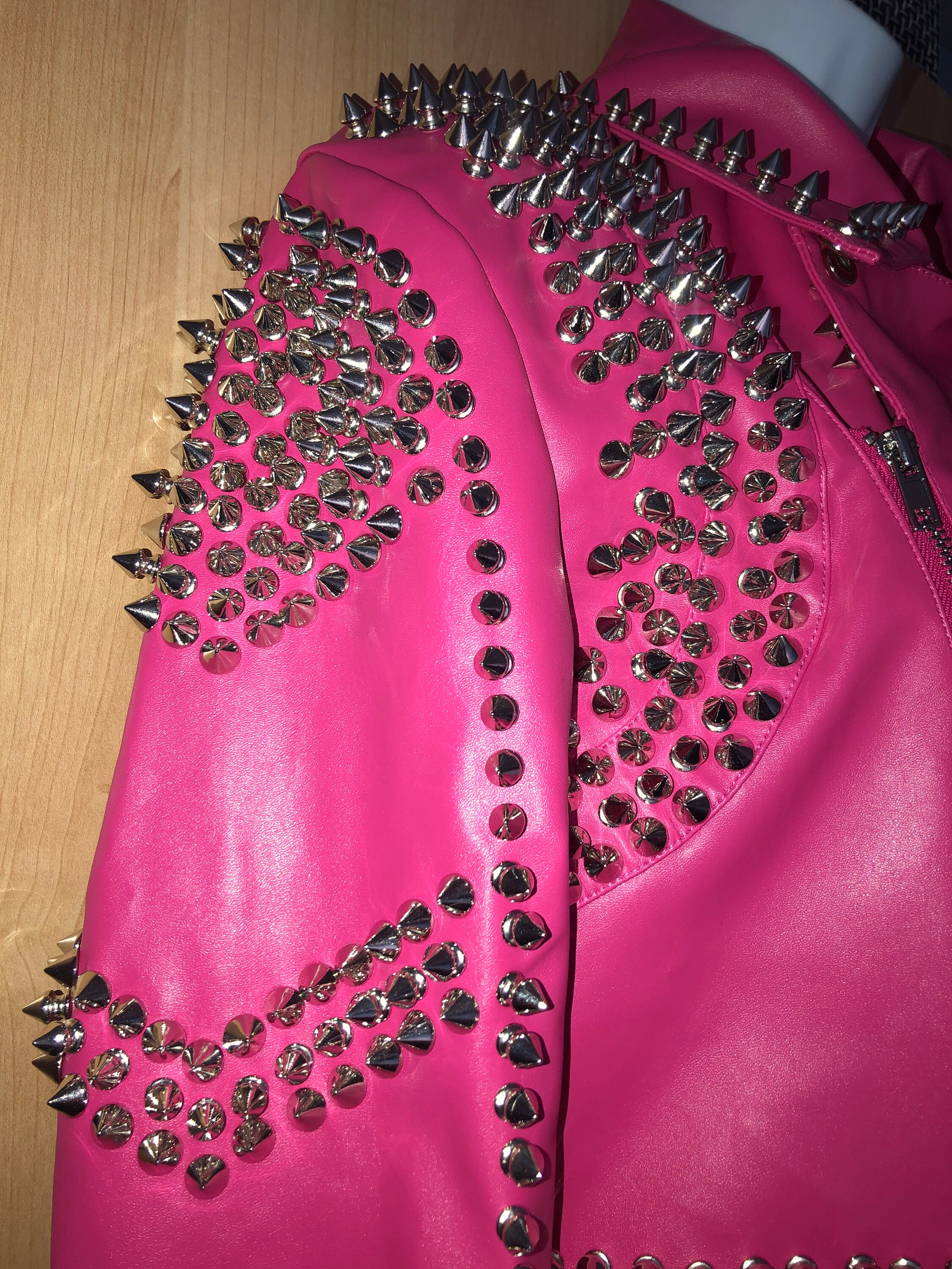 Pink Spiked Shoulder Jacket