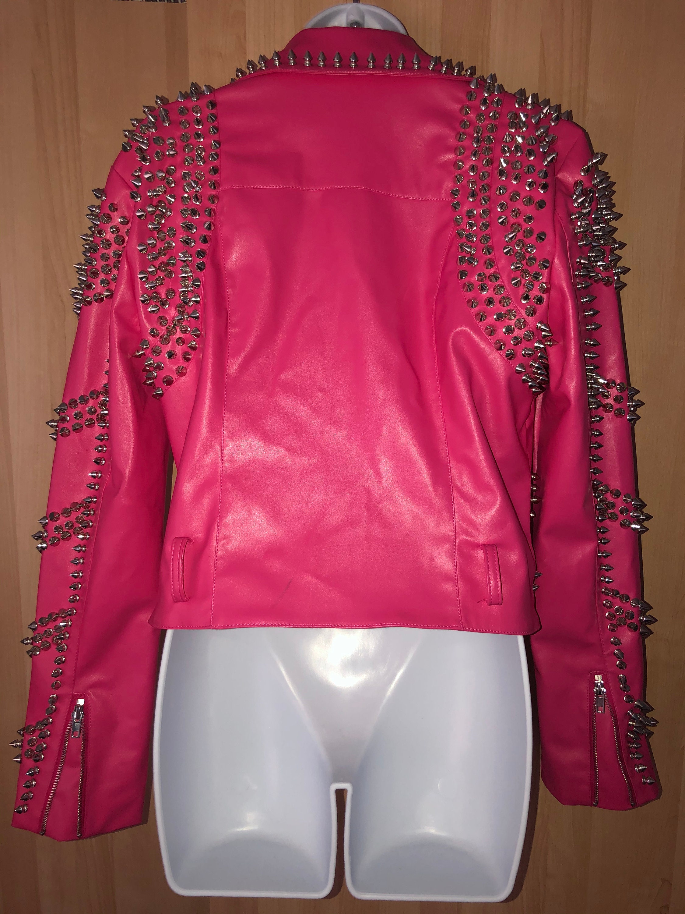 Pink Spiked Shoulder Jacket