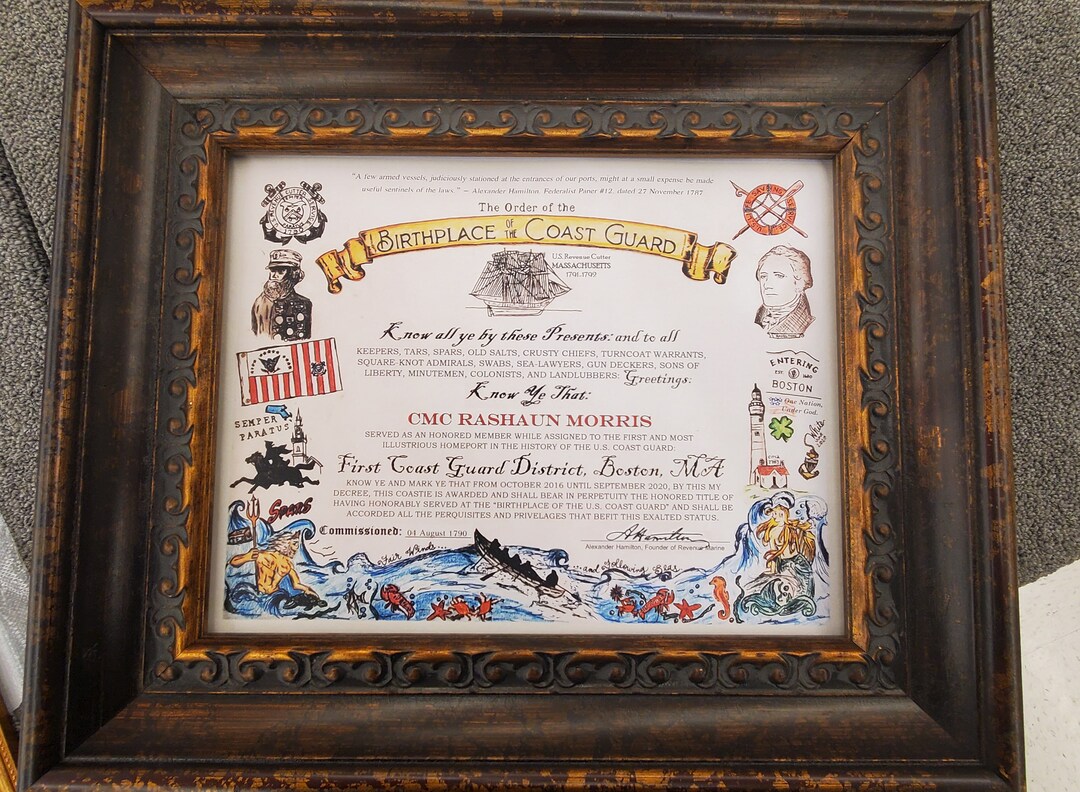 The Order of the Birthplace of the Coast Guard Certificate - Etsy ...