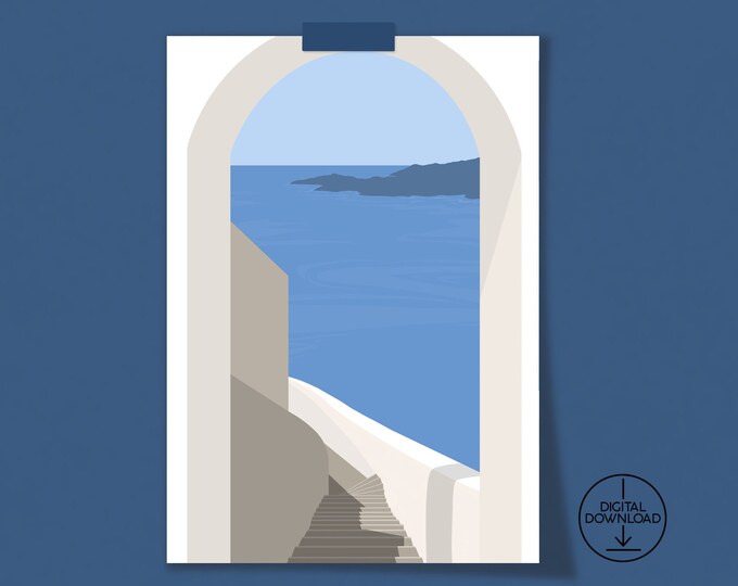 Santorini Greece Arch Print | Digital Download - Etsy