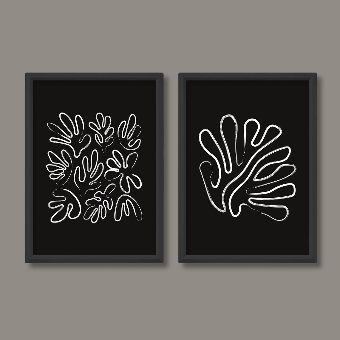 Abstract Matisse Single Line Art Print Set of 2 | Black and White ...