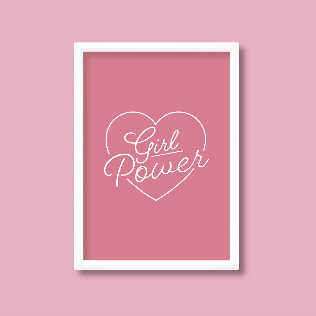 Girl Power Heart Print Feminism Inclusive Women Empowerment Pink A5 A4 ...