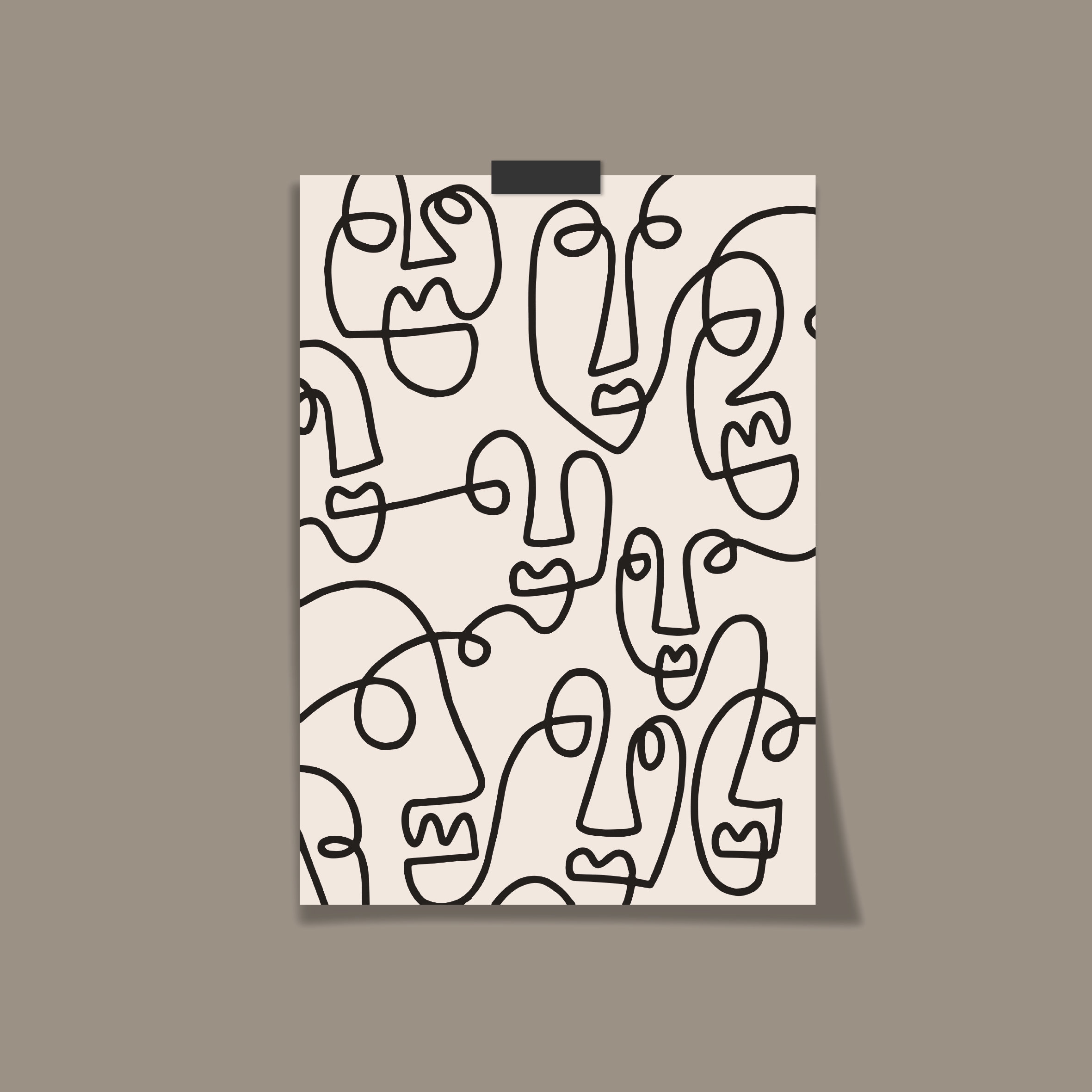 Abstract Single Line Art Faces Neutral Tone Scandinavian - Etsy