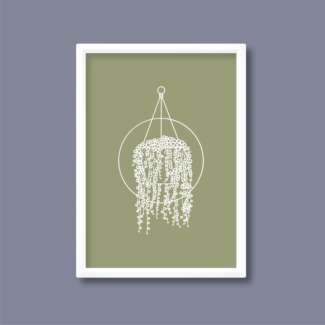 String of Pearls Plant Simple Line Art Print | Hanging Houseplant ...