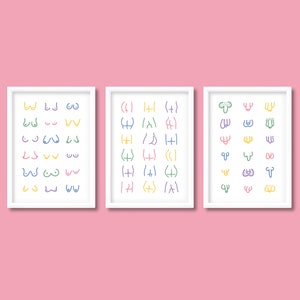 Willy Line Drawing Print | Rainbow Pastel Colours | A5 A4 A3 A2 A1 A0 ...