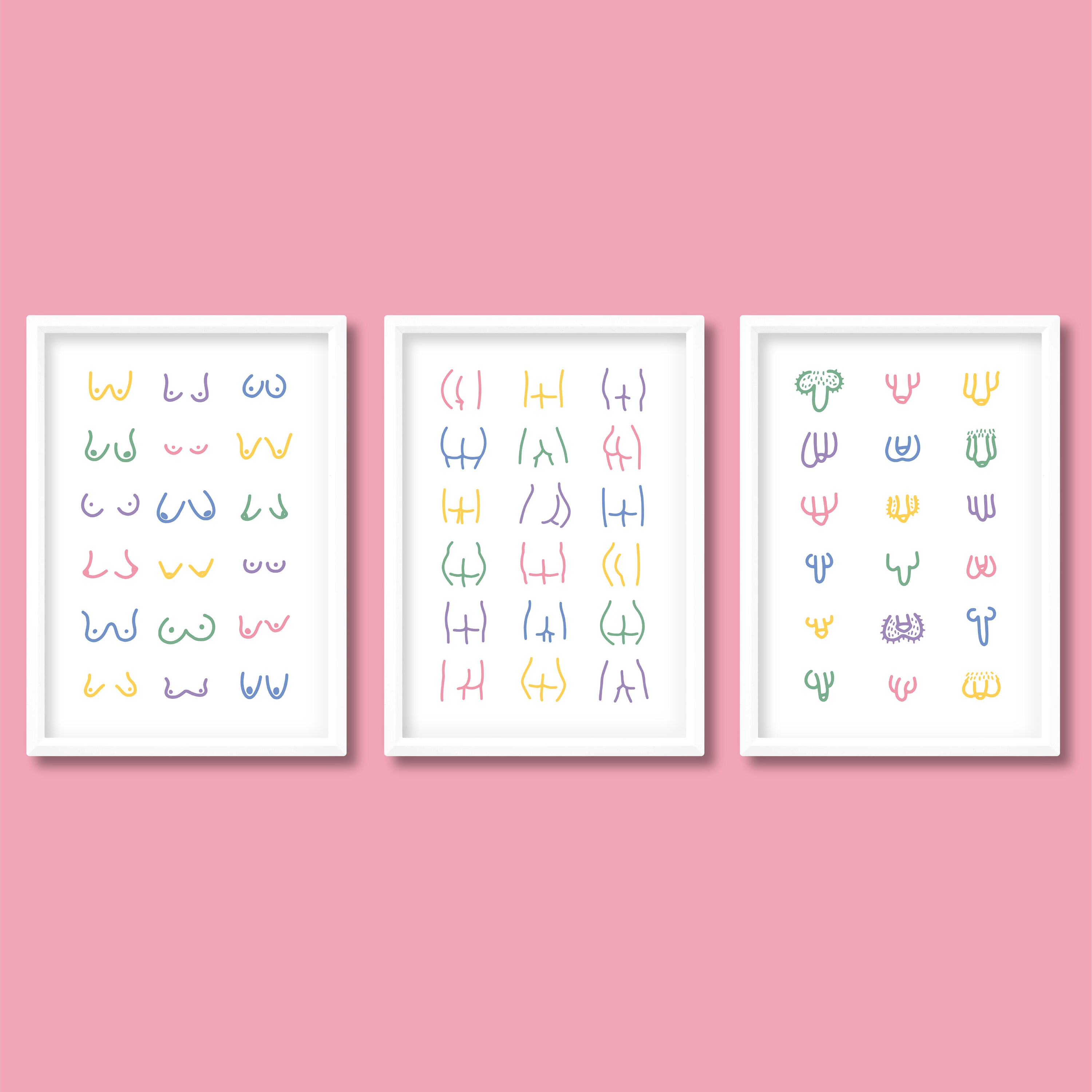 Willy Line Drawing Print Rainbow Pastel Colours A5 A4 A3 | Etsy