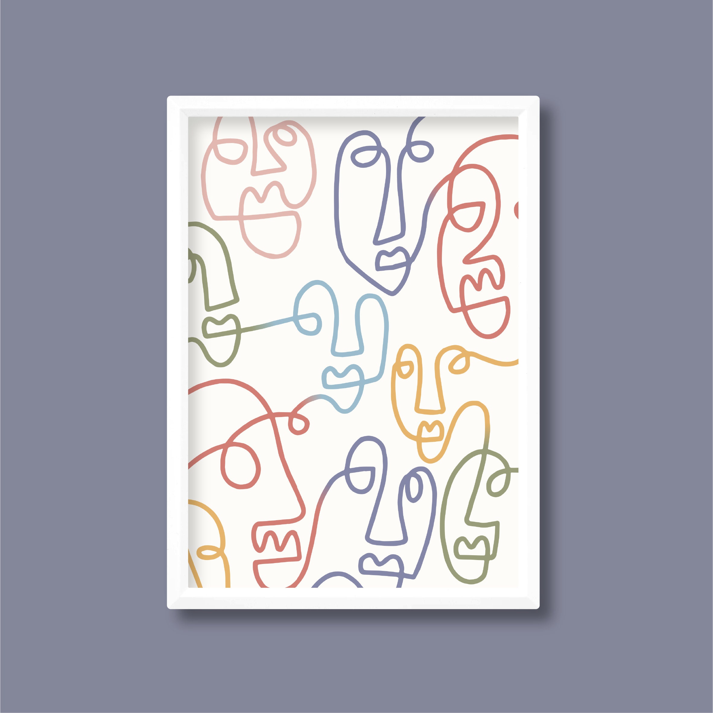 Abstract Single Line Art Faces Pastel Colourful Scandinavian - Etsy UK