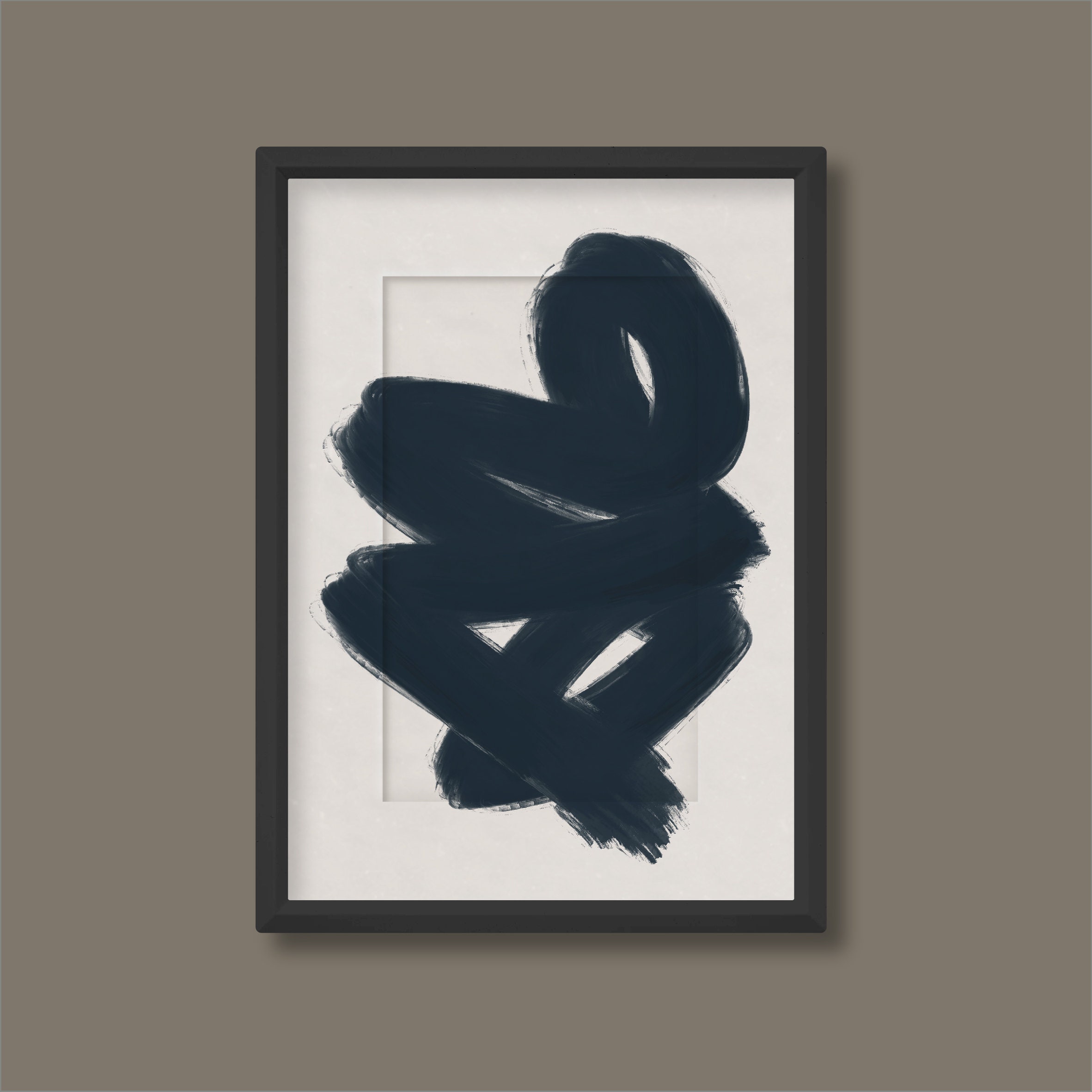 Abstract Brush Stroke Single Line Art Blue Scandinavian | Etsy UK