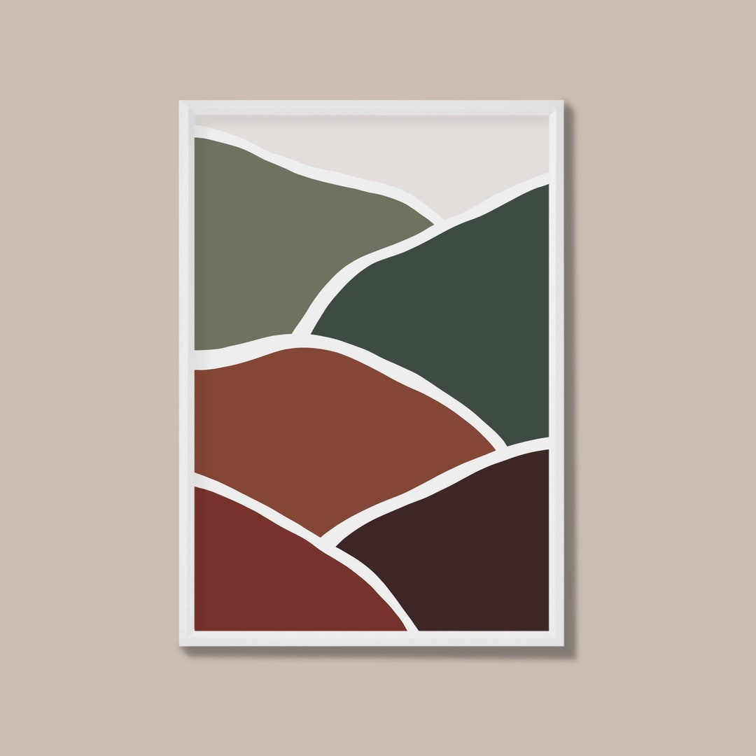 Abstract Minimalist Warm Earth Tone Print | Boho Mid Century | A5 A4 A3 ...