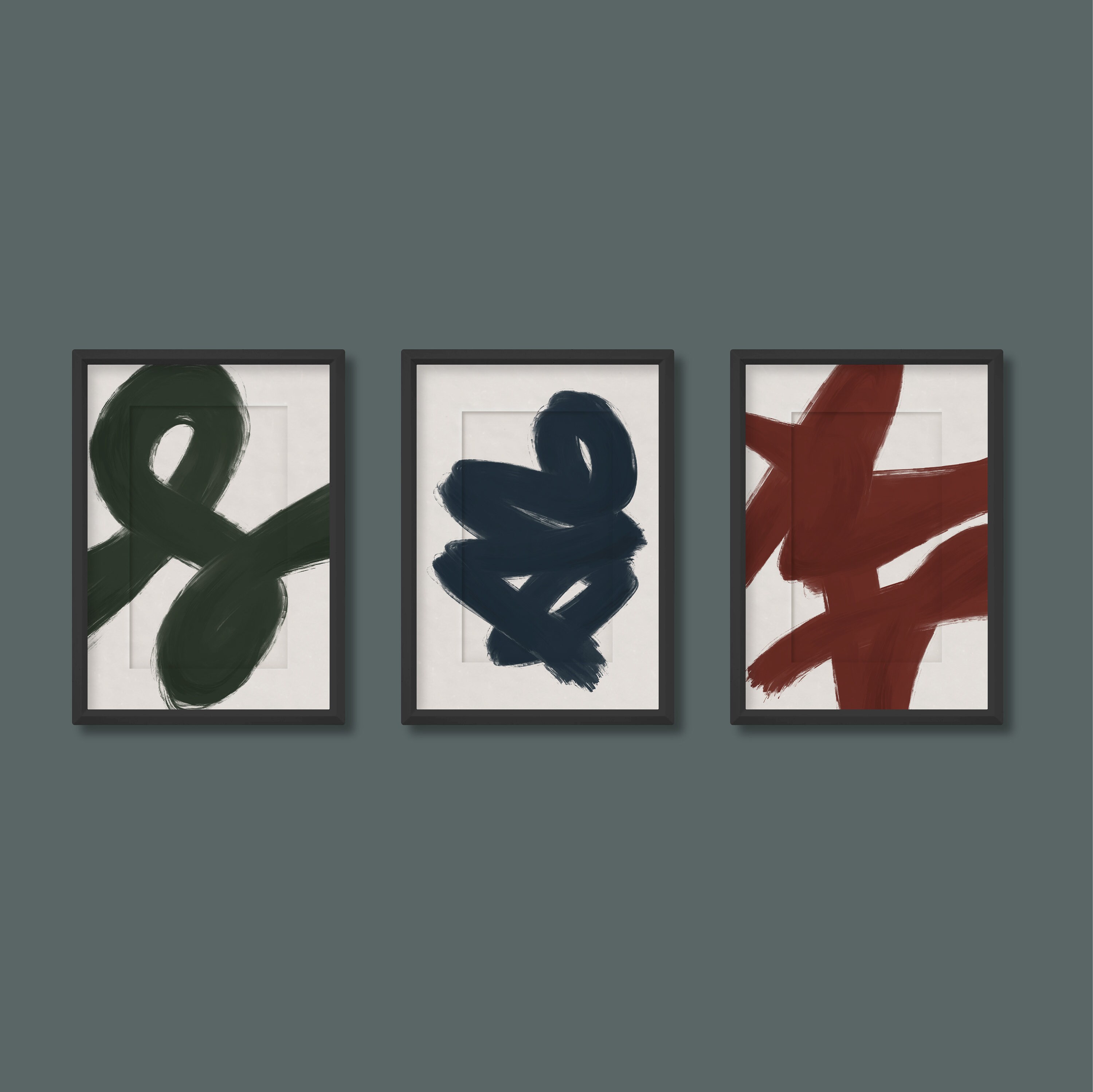 Abstract Brush Stroke Single Line Art Blue Scandinavian - Etsy UK