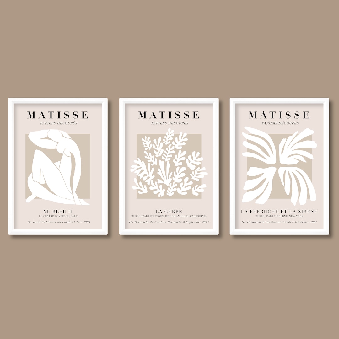 Henri Matisse Inspired Exhibition Posters Set of 3 | White Neutrals ...