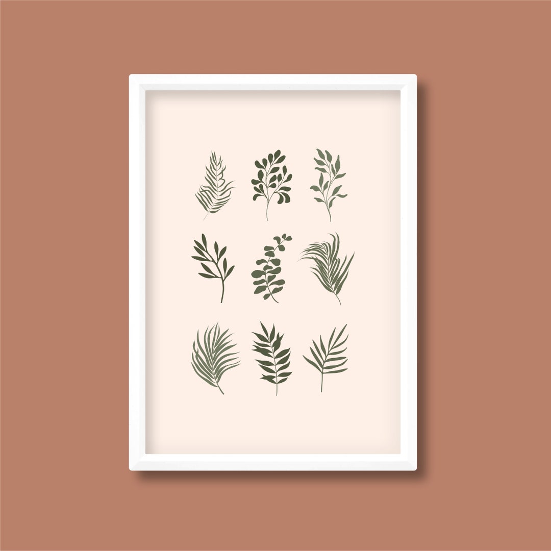 Simple Plant Leaf Art Print | Minimalist Boho Modern | A5 A4 A3 A2 A1 ...