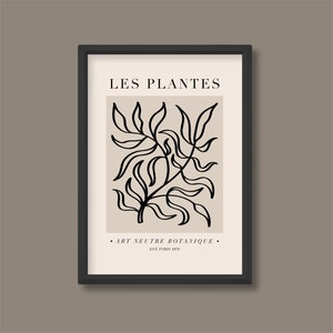 Abstract Shape and Plant Exhibition Posters Set of 6 | Black Monochrome ...
